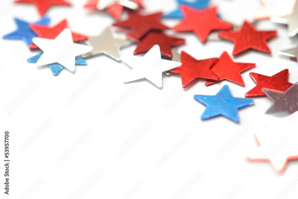 Red, white and blue stars on white background. Stock Photo | Adobe Stock