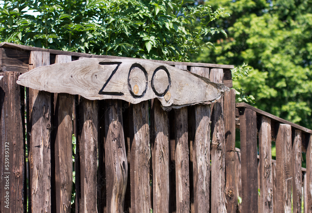 Zoo sign on a wooden board Stock Photo | Adobe Stock