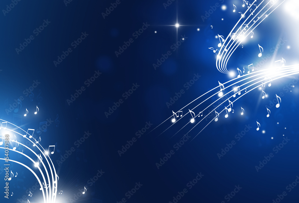 Music Notes Blue Background Stock Illustration | Adobe Stock