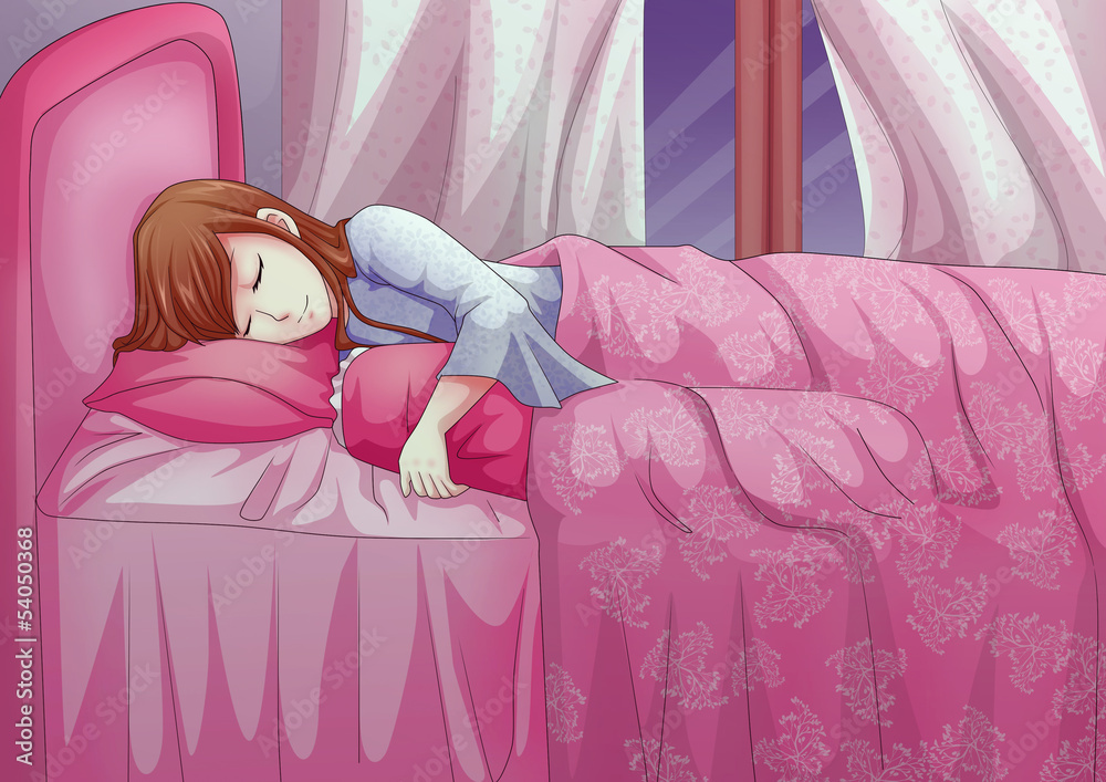 Cartoon illustration of a woman having a sleep Stock Illustration ...