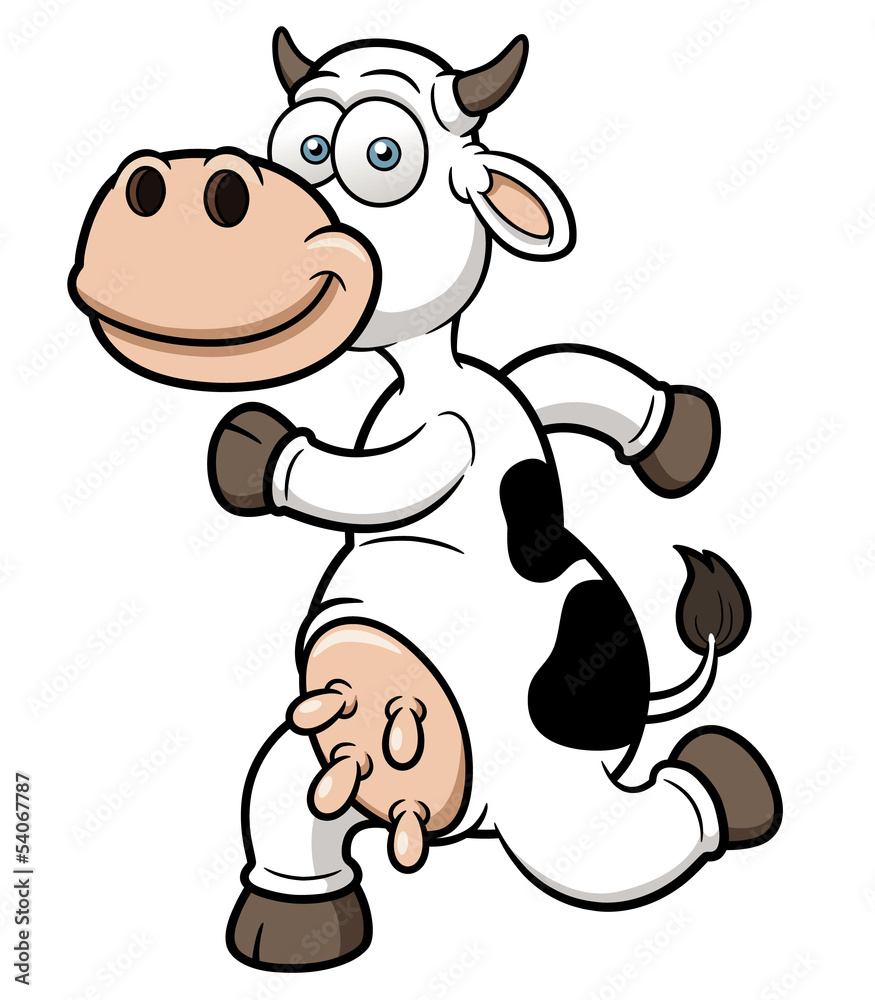 Vector illustration of a running cow cartoon Stock Vector | Adobe Stock