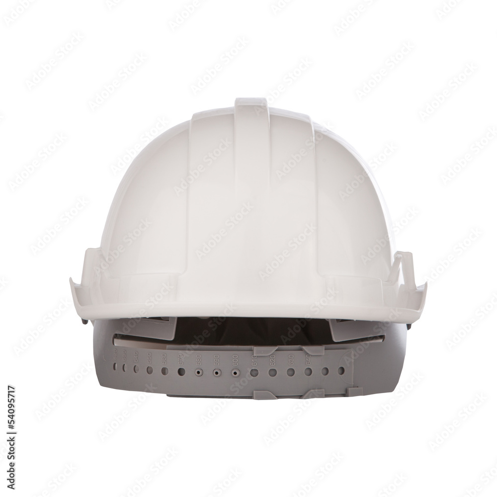 rear view of white safety helmet isolated backgorund Stock Photo ...