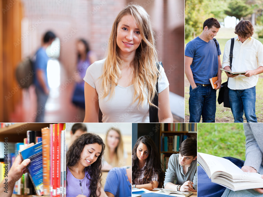 Collage of students at the university Stock Photo | Adobe Stock