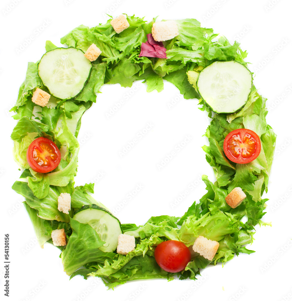 O letter made with salad isolated on white Stock Photo | Adobe Stock