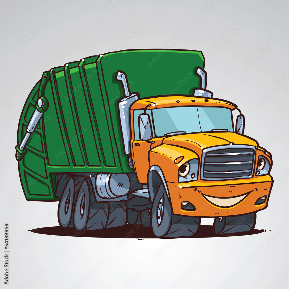 cartoon trash truck character isolated Stock Vector | Adobe Stock