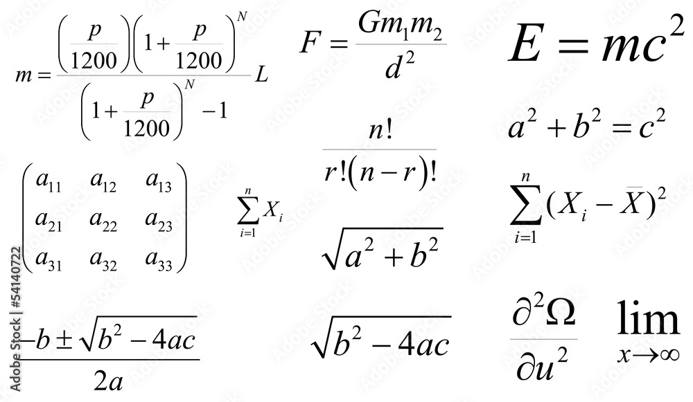Mathematics And Physics Vector Formulas Layered Editable Stock Vector Adobe Stock