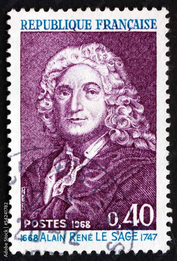 Postage stamp France 1968 Alain Rene LeSage, Novelist Stock Photo ...