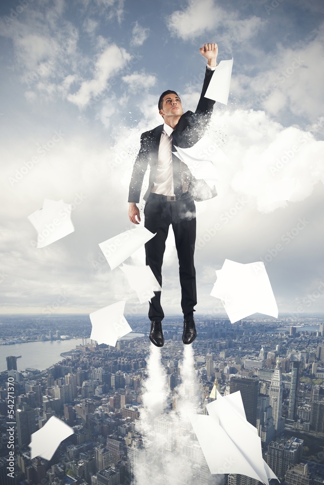Flying Super hero businessman Stock Photo | Adobe Stock