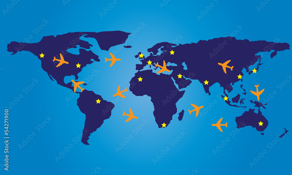 World map with infographic of airplane route concept Stock Vector ...