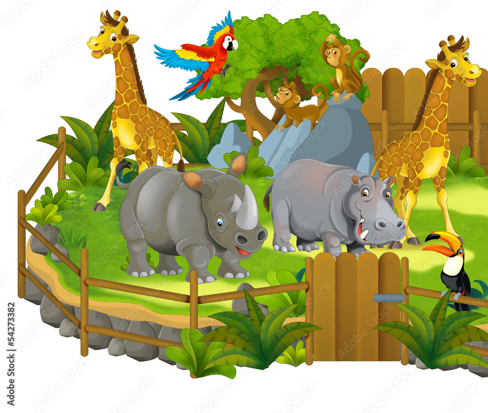 Cartoon zoo - illustration for the children Stock Illustration | Adobe ...
