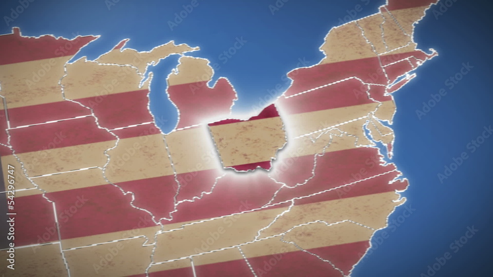 USA map, Ohio pull out, all states available Stock 비디오 | Adobe Stock
