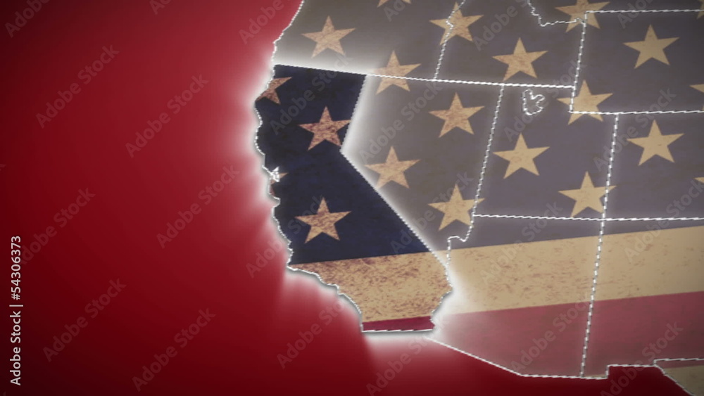 USA map, California pull out, all states available. Red Stock Video ...