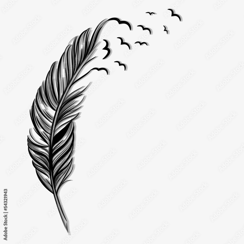 Birds flying ot of a quill Stock Vector | Adobe Stock