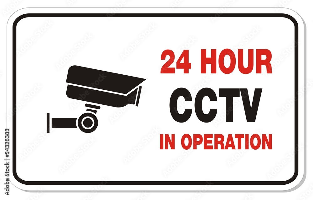 24 hour CCTV in operation - rectangle signs Stock Vector | Adobe Stock