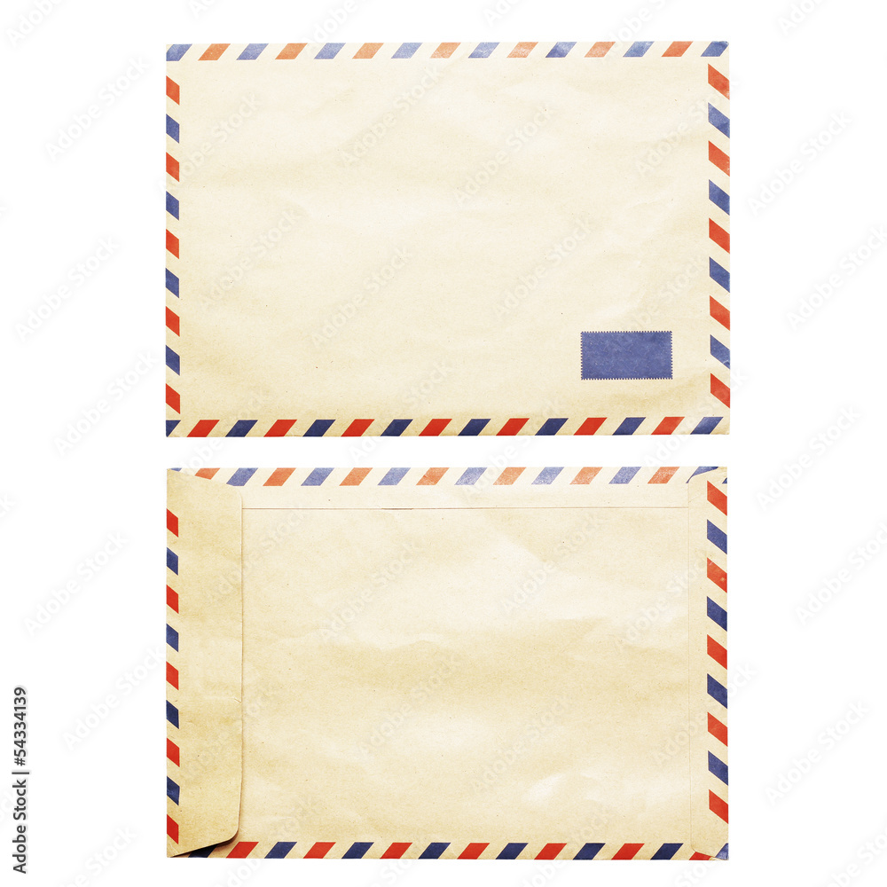 vintage air mail envelope front and back view isolated on white Stock ...