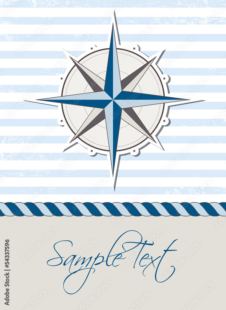 Nautical background with compass, marine card Stock Vector | Adobe Stock
