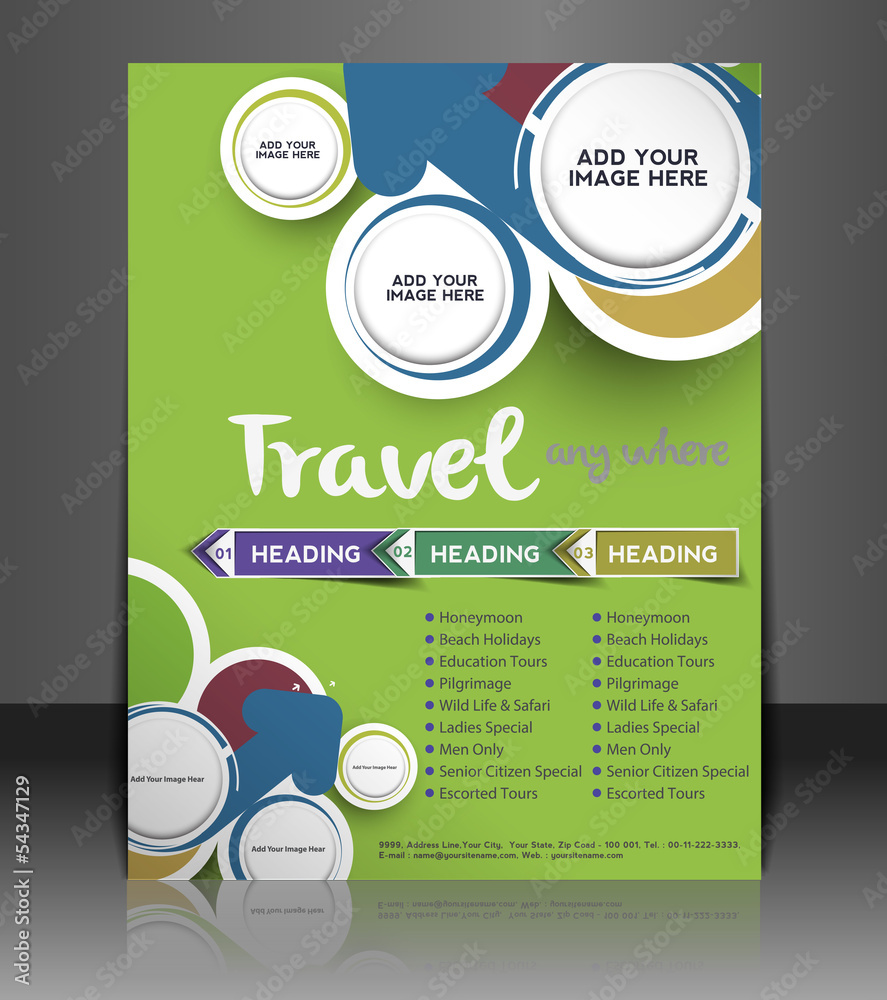 Vector Travel brochure, flyer, magazine cover Stock Vector | Adobe Stock