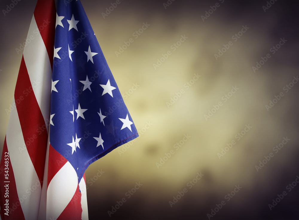 American flag in front of blurred background. Copy space Stock Photo ...