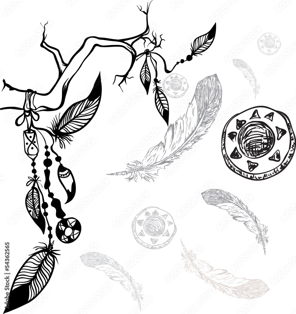 ethnic native american symbols background Stock Vector | Adobe Stock