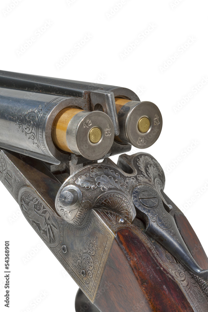 double barrel old shotgun charged Stock Photo | Adobe Stock