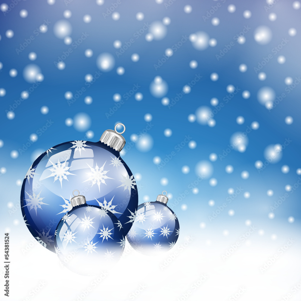 3 blaue Weihnachtskugeln Hintergrund Stock-Vektorgrafik | Adobe Stock