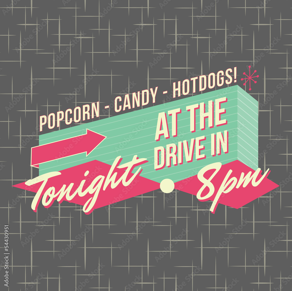 1950s Drive-In Style Logo Design Stock Vector | Adobe Stock