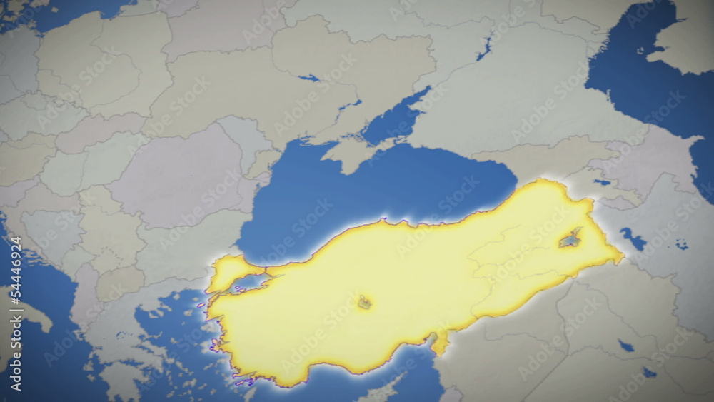 Turkey on map of Europe. Country pull out. Blue Stock Video | Adobe Stock