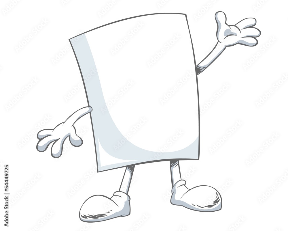 Blank Paper Cartoon Character with Arms Stock Illustration | Adobe Stock