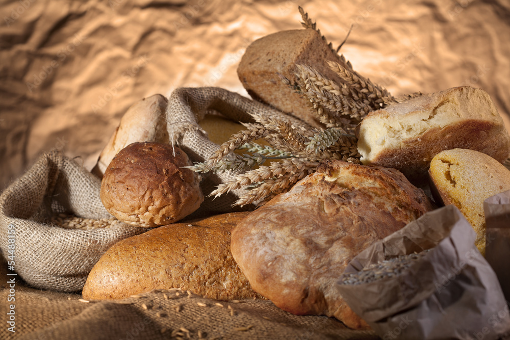 Various types of homemade bread made from various grains Stock Photo ...