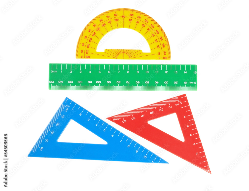 School tools triangle, ruler, protractor. Close-up. Stock Photo | Adobe ...