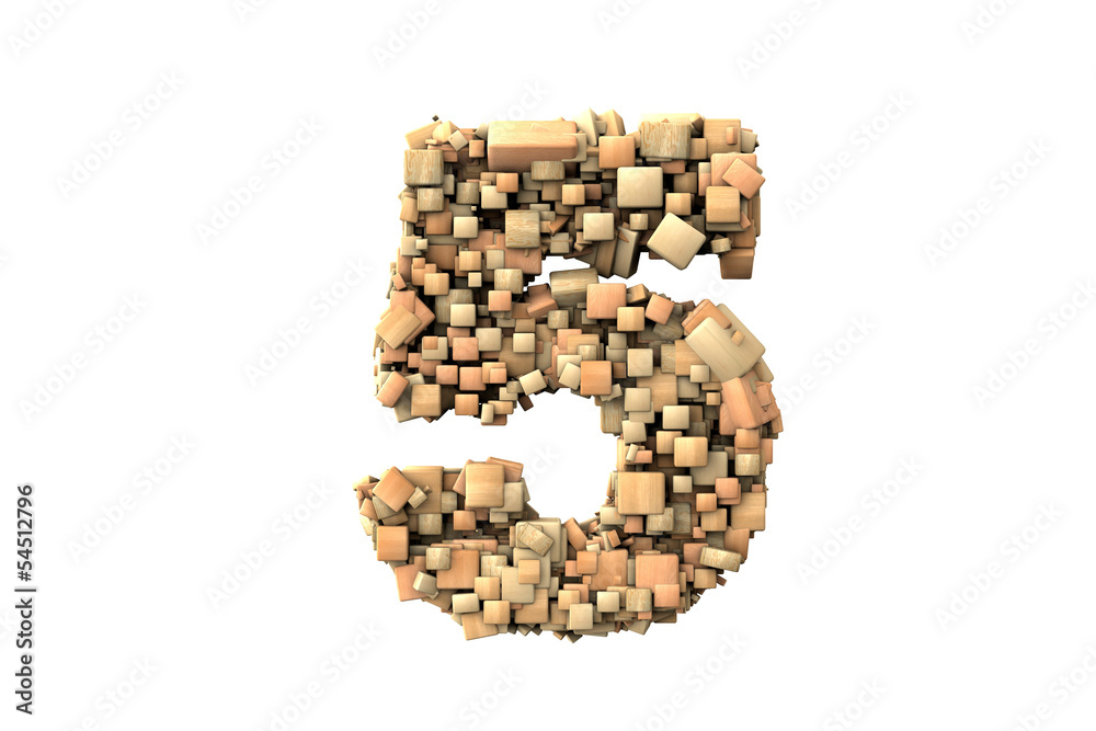 Number five shape build with wood particles Stock Illustration | Adobe ...