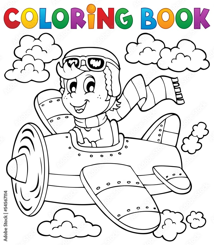 Coloring book airplane theme 1 Stock Vector | Adobe Stock