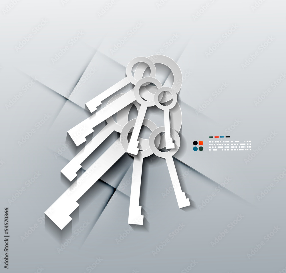 Vector 3d paper keys modern design Stock Vector | Adobe Stock