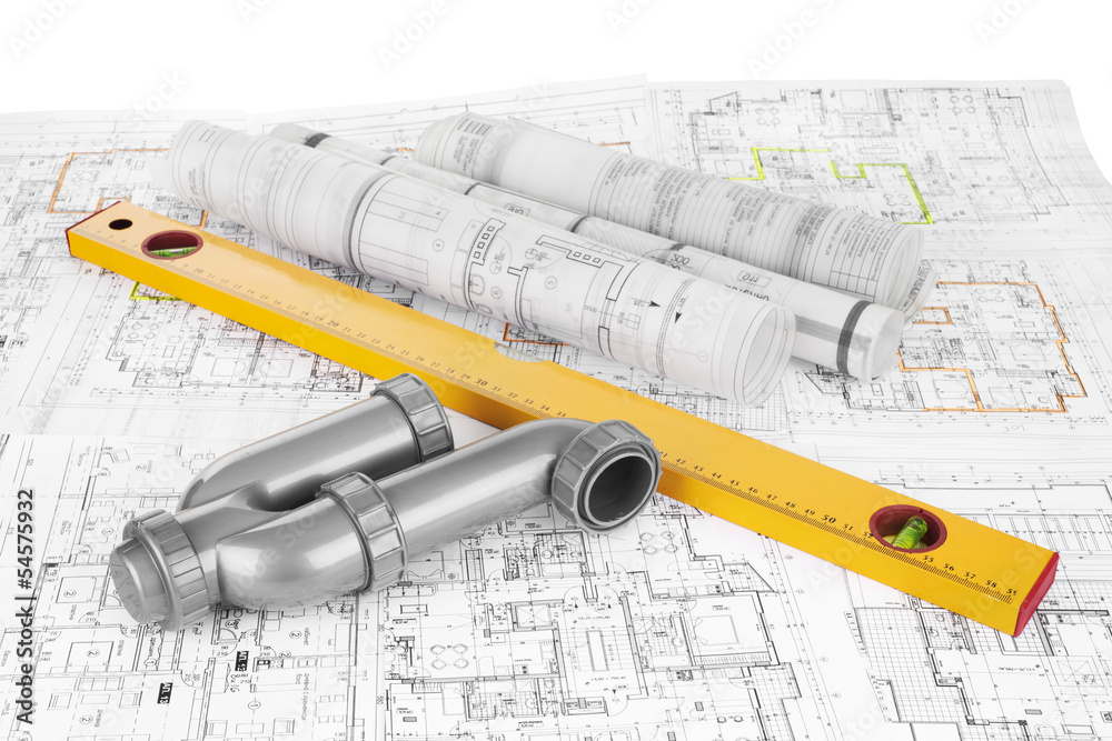 project drawings, level and siphon for sewer Stock Photo | Adobe Stock