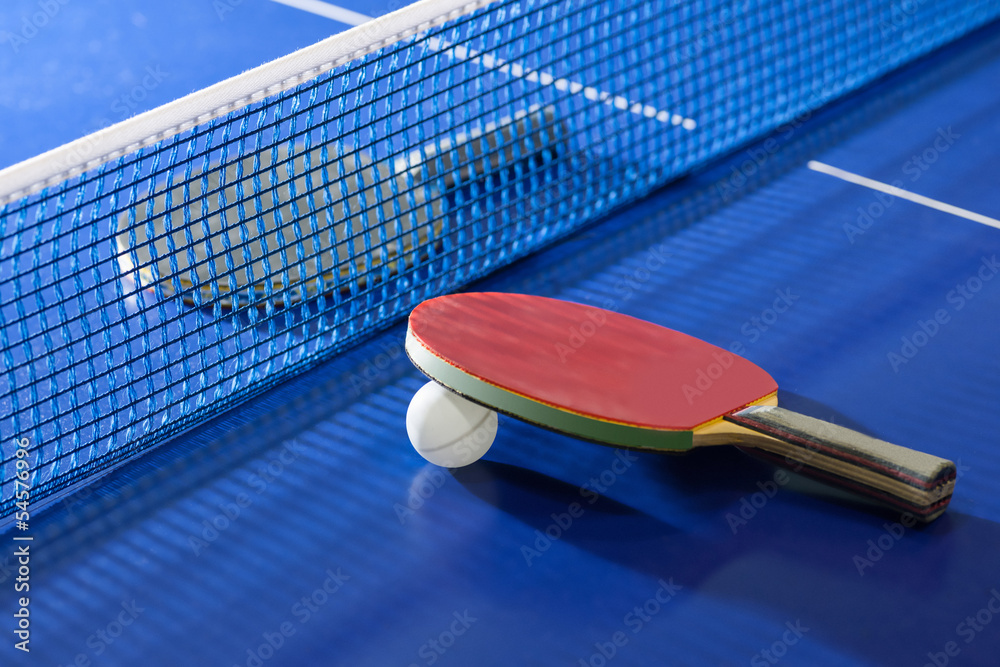 Table tennis rackets. Top view of table tennis racket lying on t Stock ...