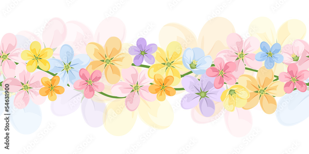 Horizontal seamless background with colorful flowers. Vector. Stock ...