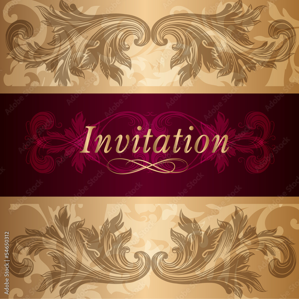 Design of luxury invitation card in vintage style Stock Vector | Adobe ...