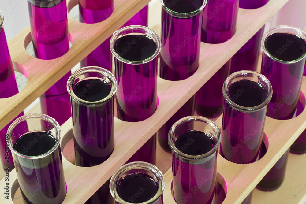 Biochemical test tubes in lines at a laboratory Stock Photo | Adobe Stock