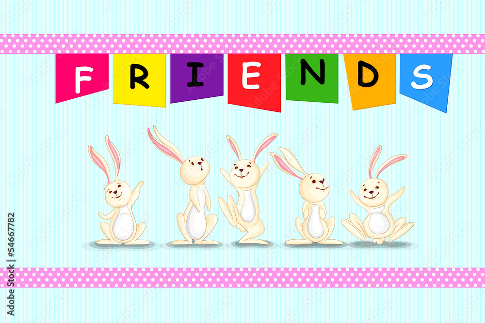 vector illustration of rabbit on Happy Friendship Day Stock Vector ...
