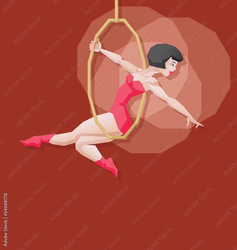 Pin Up Cartoon Girl Circus Aerial Artist Performace Stock Vector Adobe Stock