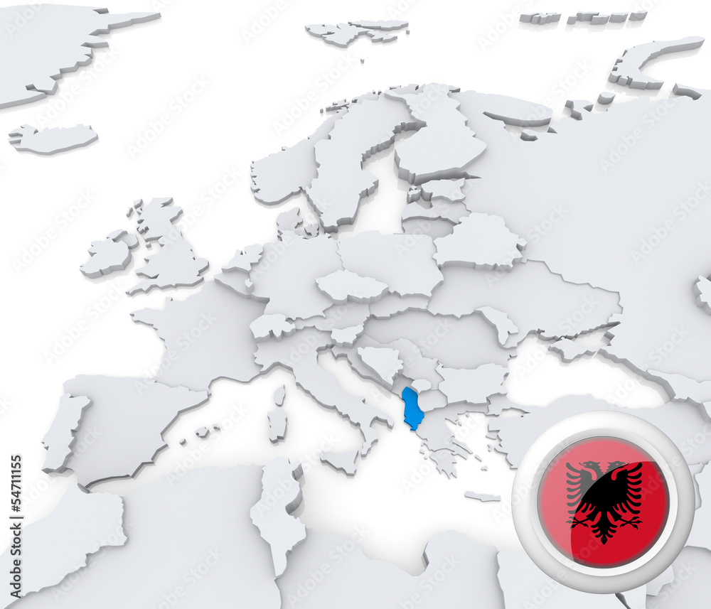 Albania on map of Europe Stock Illustration | Adobe Stock