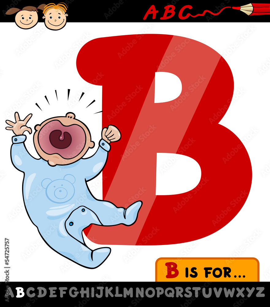 letter b with baby cartoon illustration Stock Vector | Adobe Stock