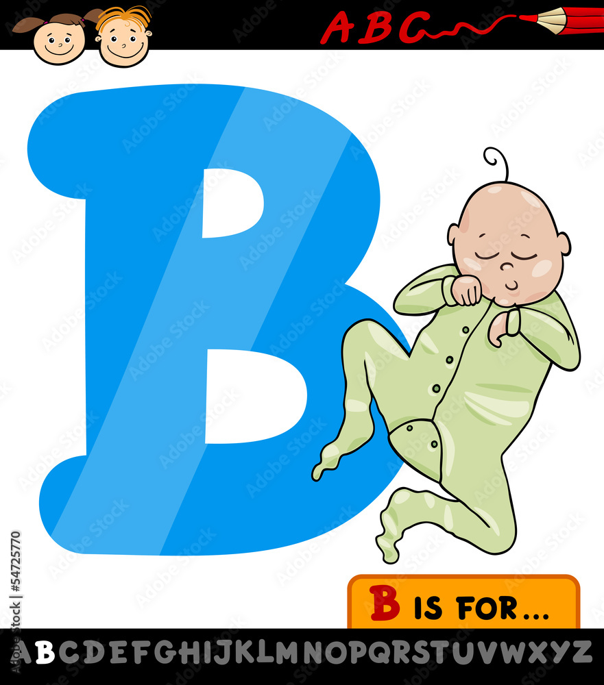 letter b with baby cartoon illustration Stock Vector | Adobe Stock