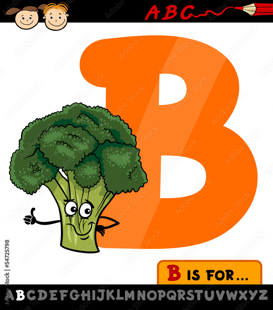 letter b with broccoli cartoon illustration Stock Vector | Adobe Stock