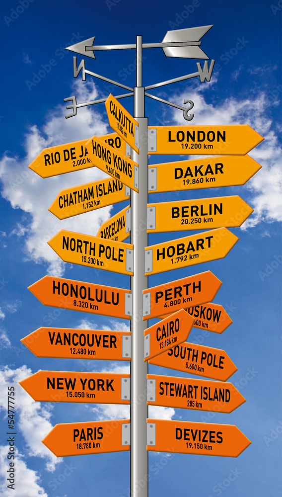 Wegweiser, Richtung, Orientierung, Pfeile, Himmelsrichtung, Urla Stock ...