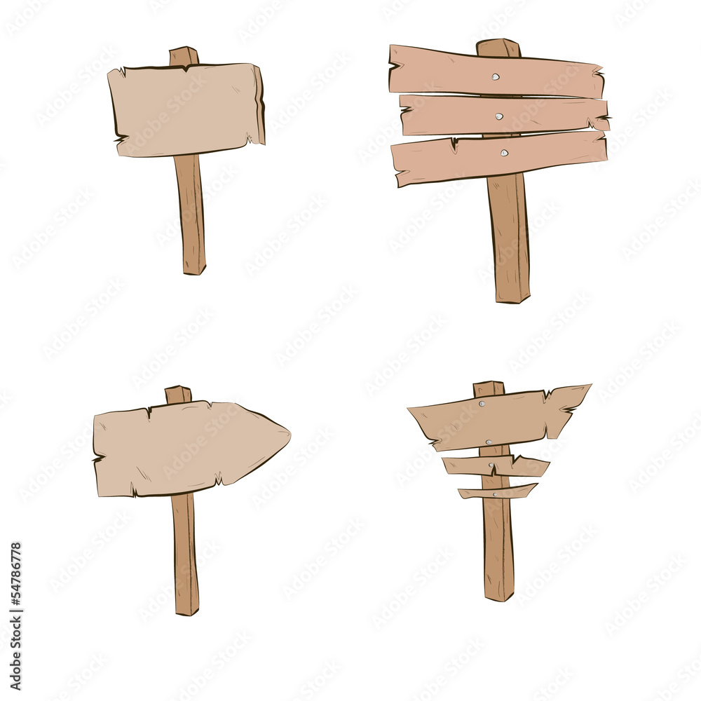 Cartoon blank signpost isolated on white Stock Illustration | Adobe Stock