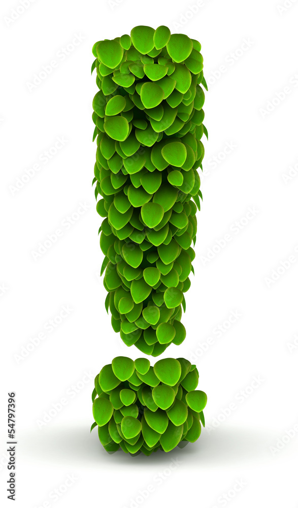 Poster Exclamation mark green leaves font – Wall Art | UkPosters