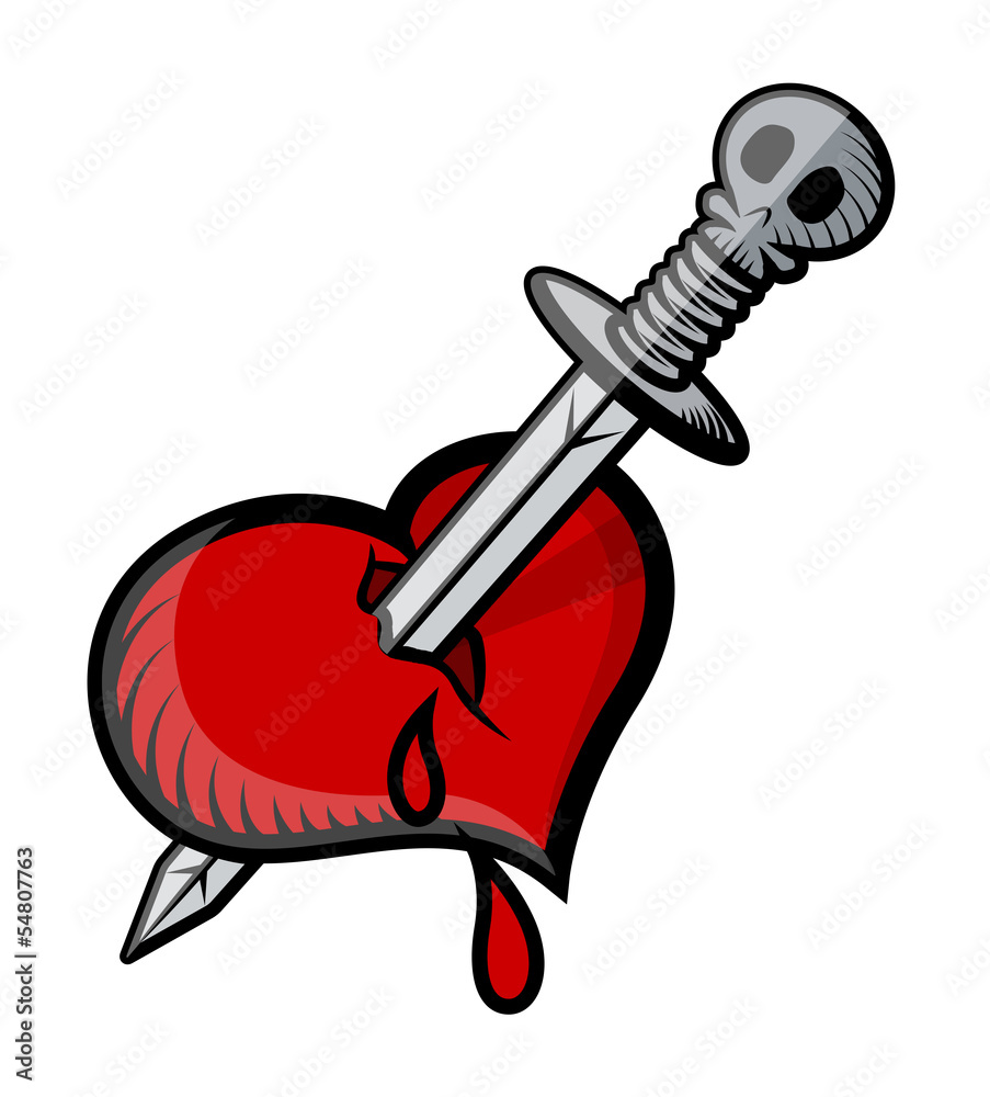 Heart With Sword Drawing