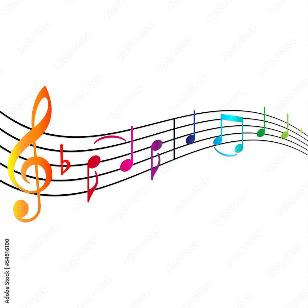 Bunte Musiknoten mit Textfreiraum Stock 벡터 | Adobe Stock