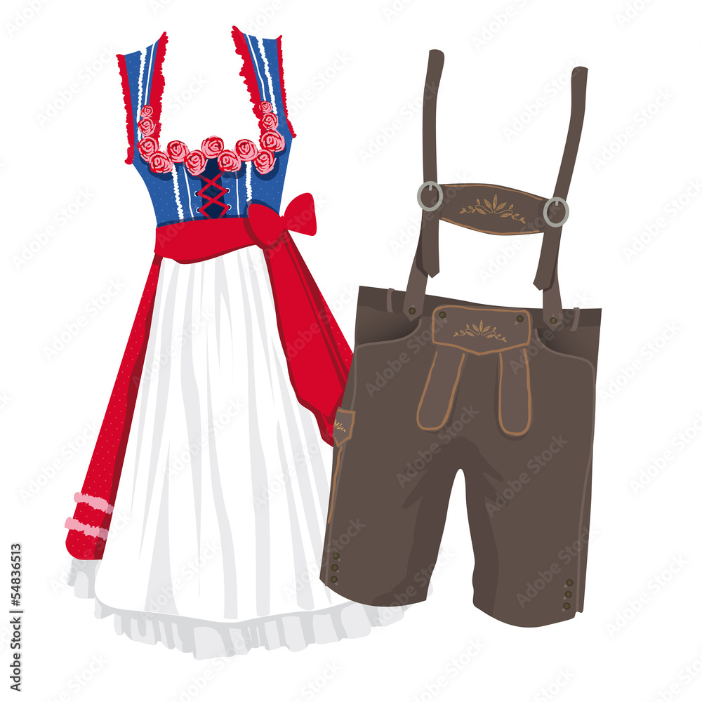 Dirndl und Lederhosen Stock Illustration | Adobe Stock